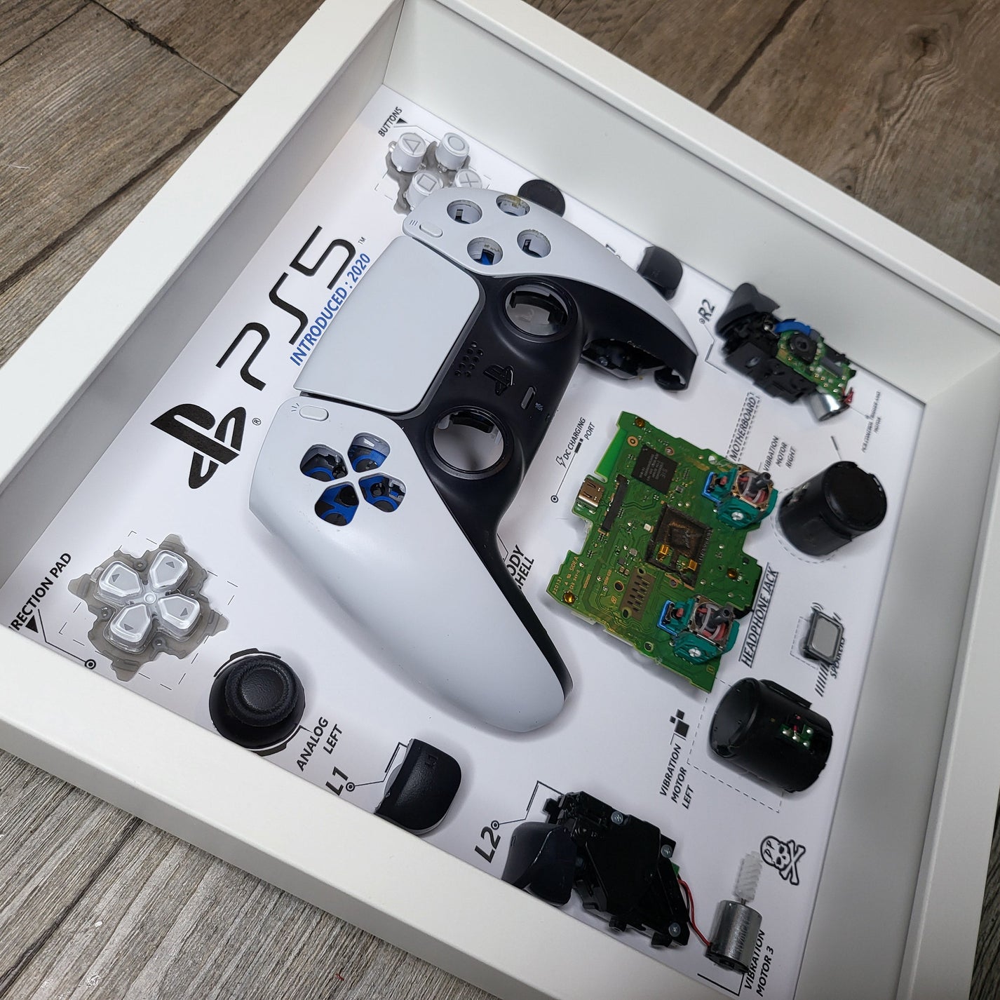 Playstation Ps5 framed controller shadow box white – Dice and Game